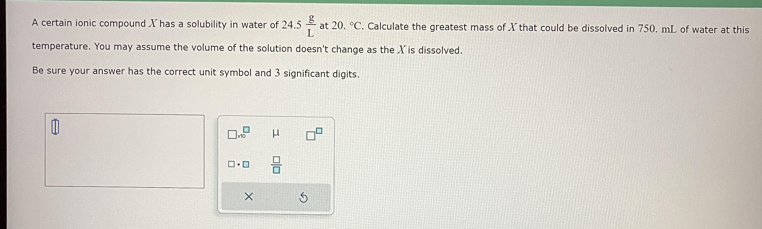 Solved A certain ionic compound \\( X \\) has a solubility | Chegg.com