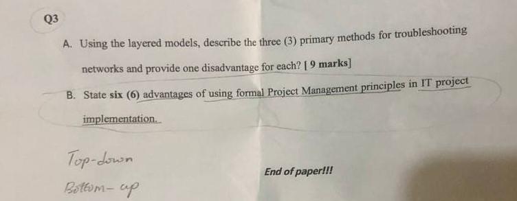 Solved Q3 A. Using the layered models, describe the three | Chegg.com
