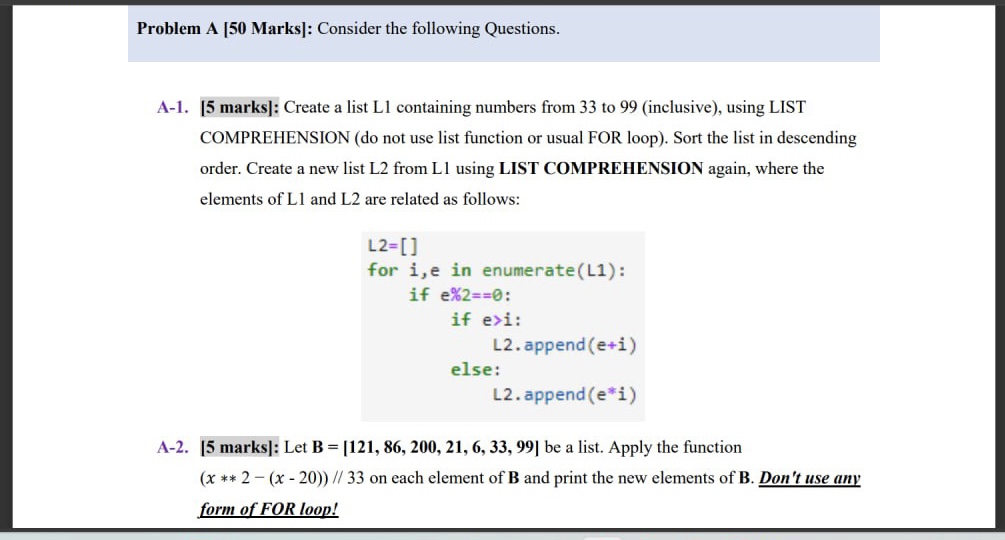 Solved Problem A [50 Marks]: Consider the following | Chegg.com