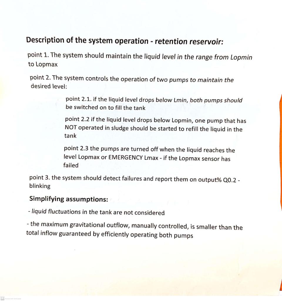 CS Description of the system operation - retention | Chegg.com