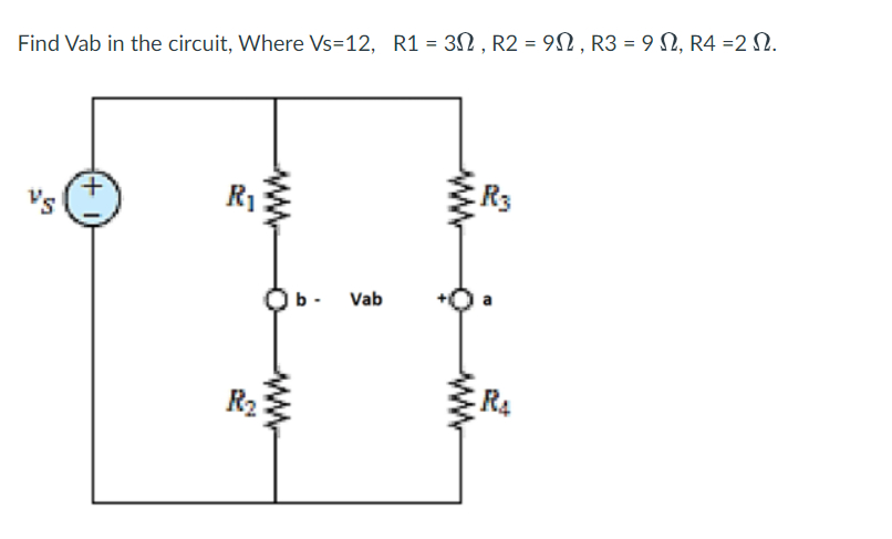 Solved Find Vab in the circuit, Where Vs | Chegg.com