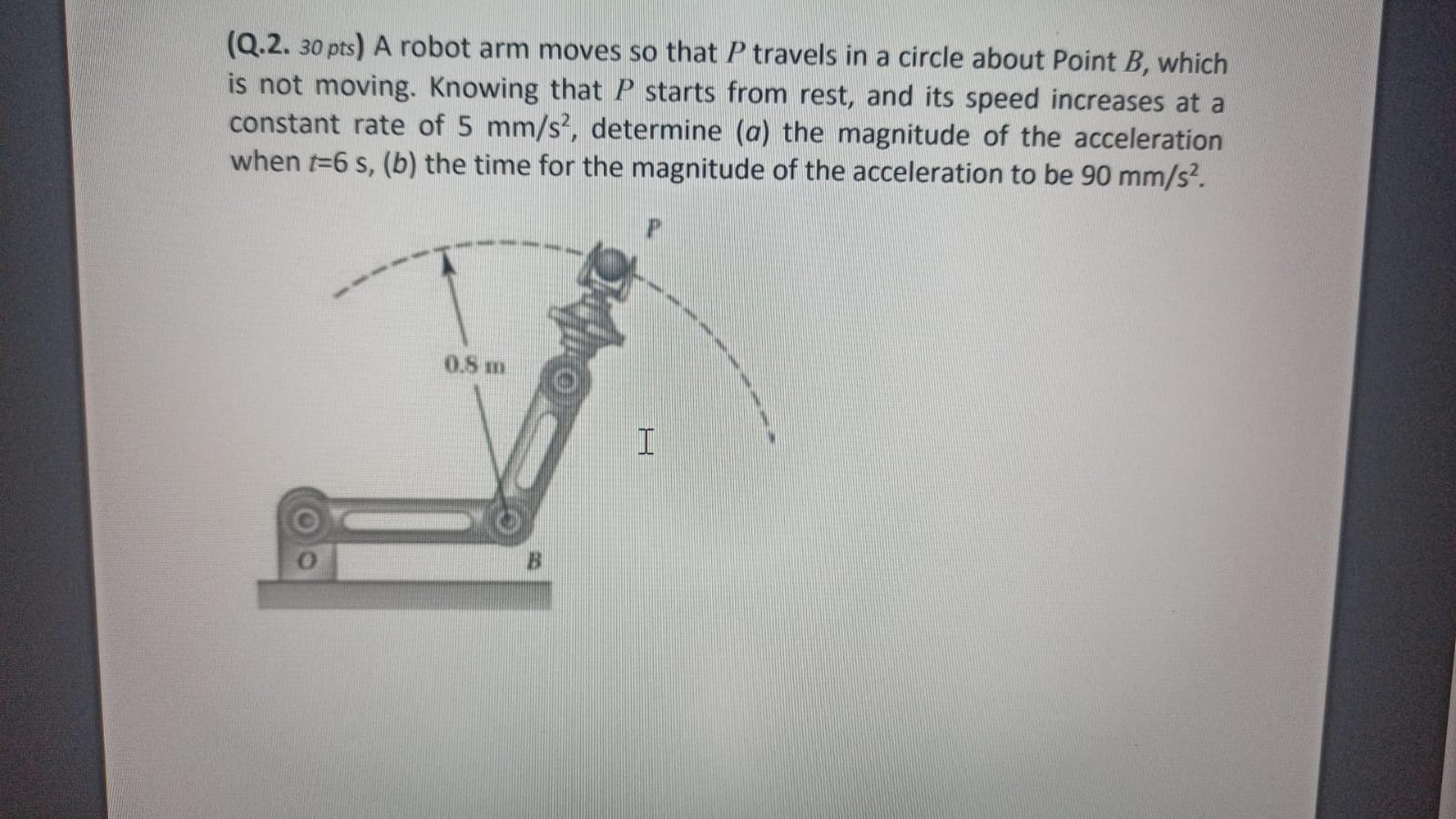 Solved (Q.2. 30 pts) A robot arm moves so that P travels in | Chegg.com