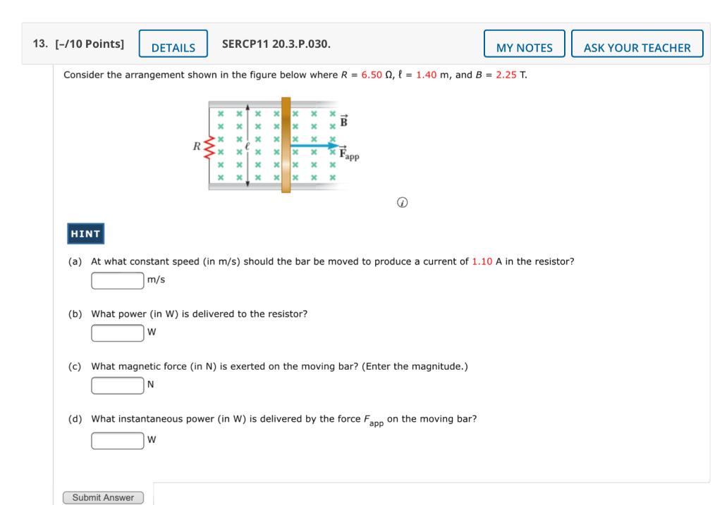 Solved 13. [-/10 Points) DETAILS SERCP11 20.3.P.030. MY | Chegg.com Solved 13. [-/10 Points) DETAILS SERCP11 20.3.P.030. MY | Chegg.com