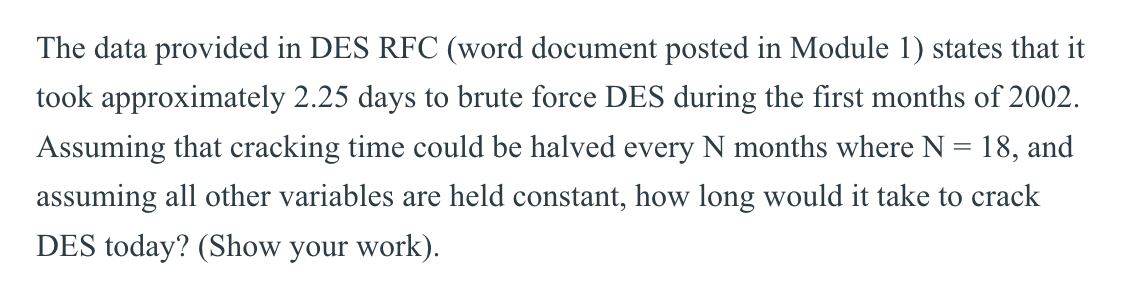 Solved The data provided in DES RFC (word document posted in | Chegg.com