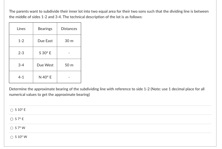 Solved The parents want to subdivide their inner lot into | Chegg.com