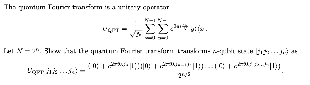Solved The quantum Fourier transform is a unitary operator | Chegg.com