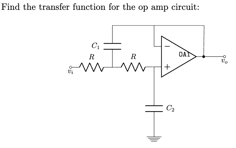 Find the transfer function for the op amp circuit: | Chegg.com