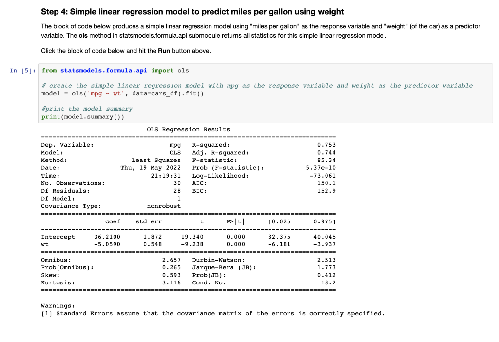 Solved Write the simple linear regression equation for miles | Chegg.com