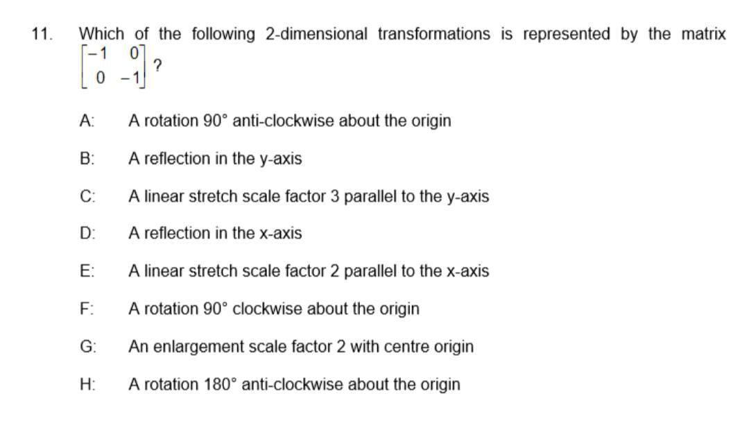 Solved 11. Which of the following 2-dimensional | Chegg.com