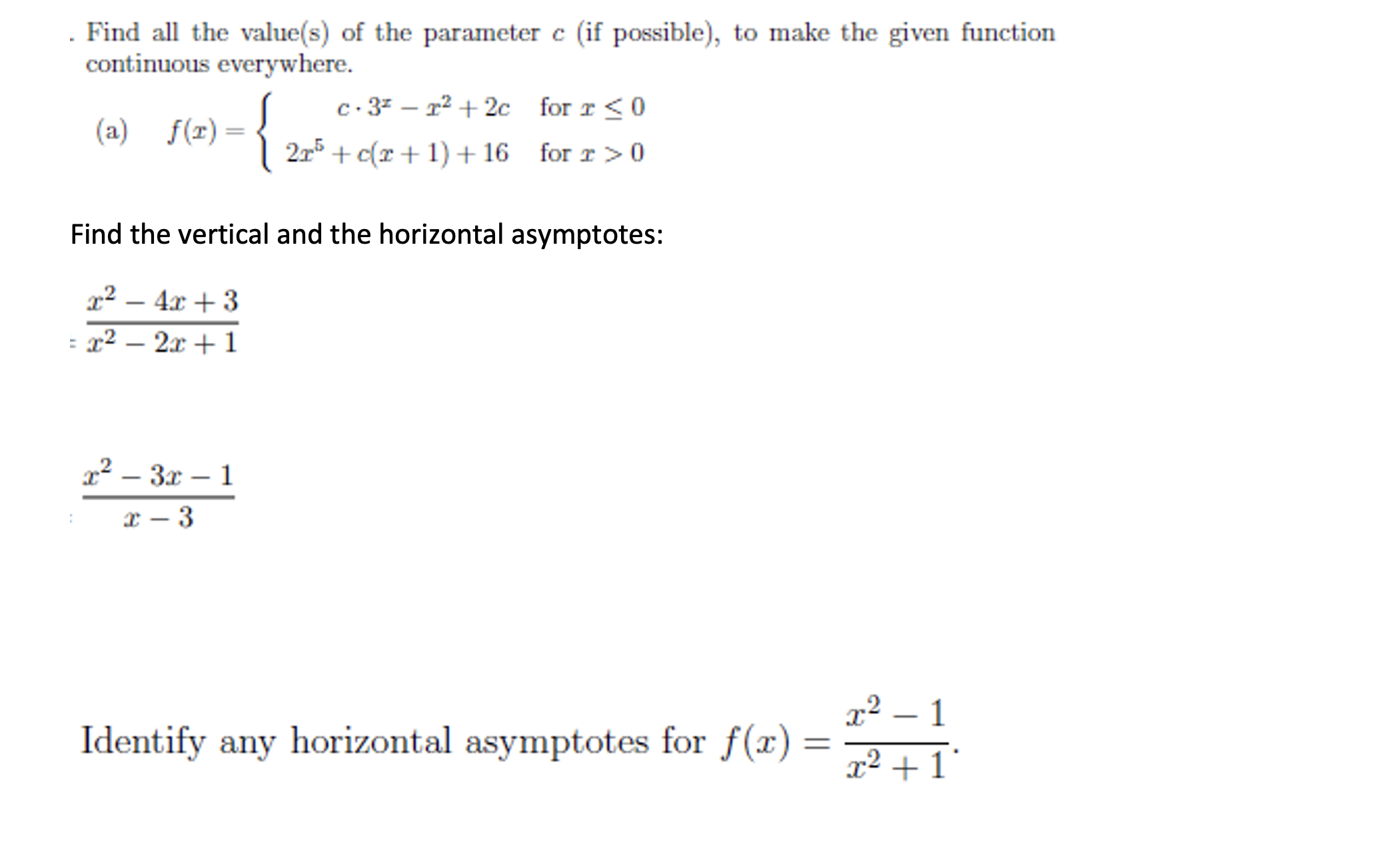 Solved Find all the value(s) of the parameter c (if | Chegg.com