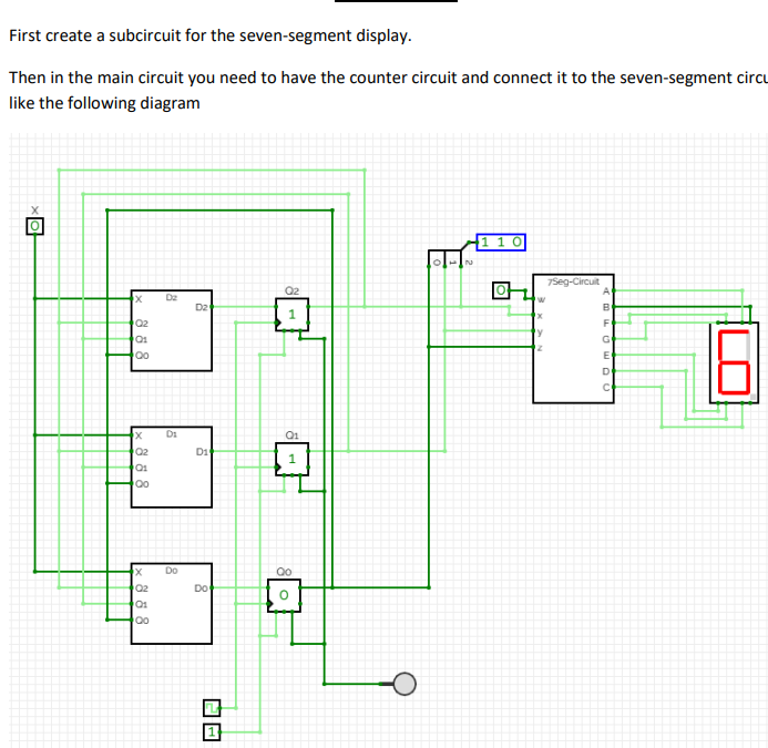 Solved First create a subcircuit for the seven-segment | Chegg.com
