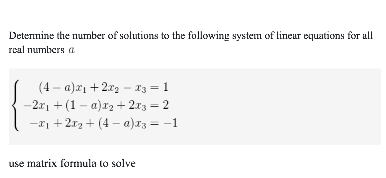 Solved Determine the number of solutions to the following | Chegg.com