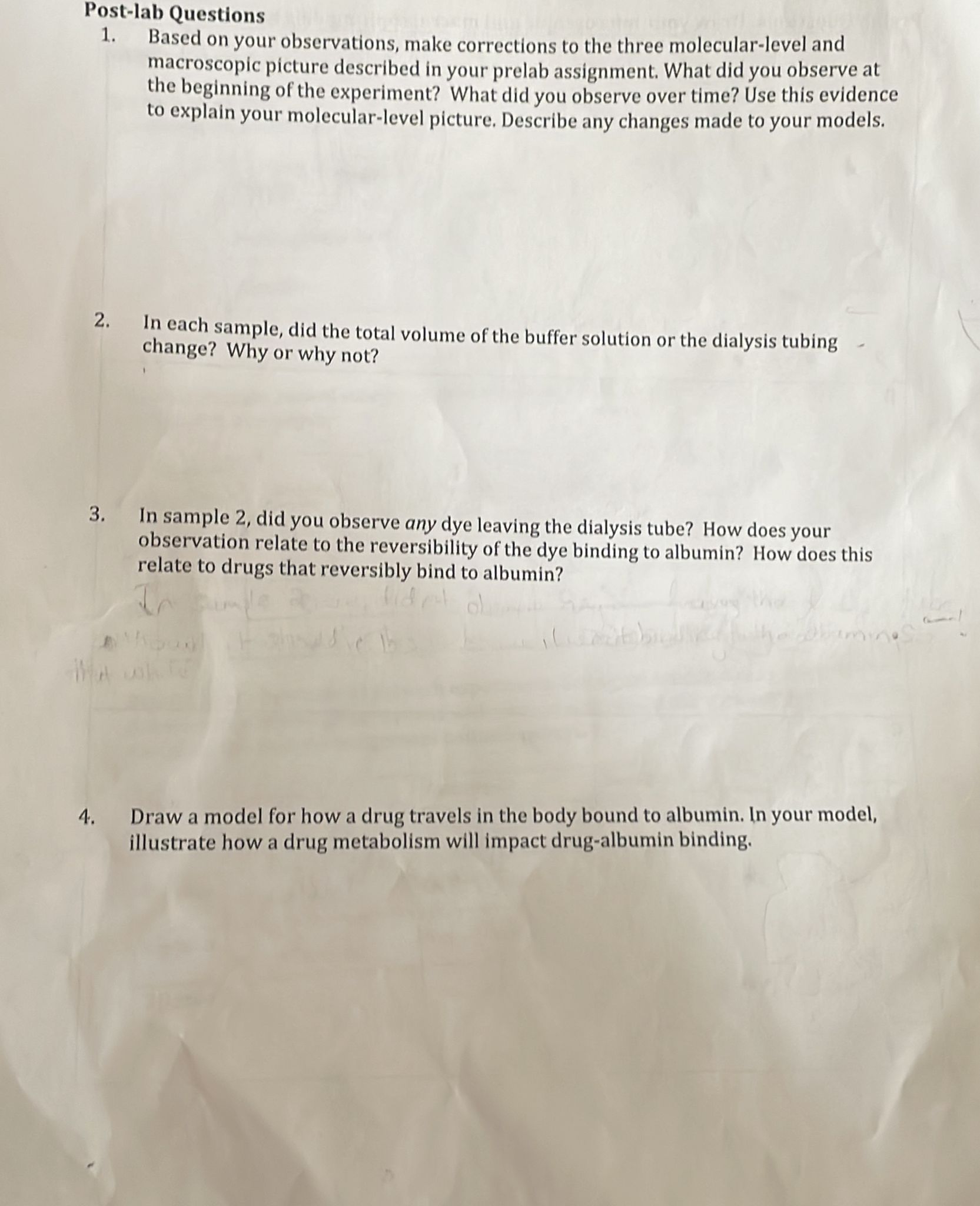 Solved Post-lab Questions 1. Based on your observations, | Chegg.com