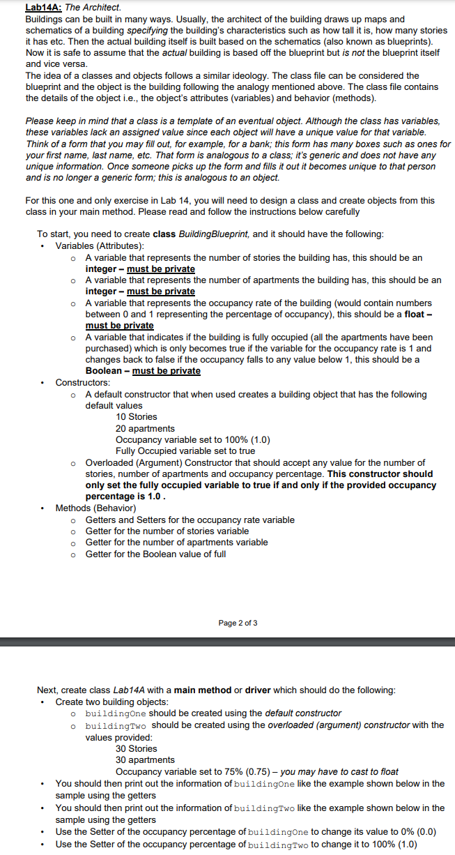 Solved Lab14A: The Architect Buildings can be built in many | Chegg.com