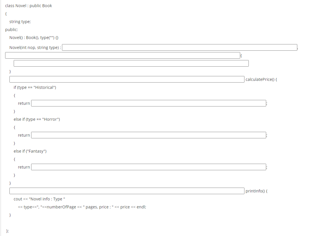 Solved Fill in the blanks for class definition and main | Chegg.com