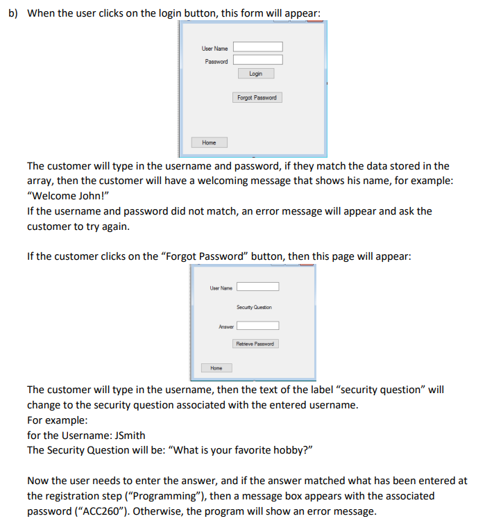 Solved a) When the register button is clicked, the | Chegg.com