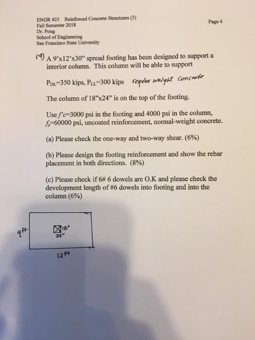 Solved ENGR 425 Reinforced Concrete Structures (3) Fall | Chegg.com
