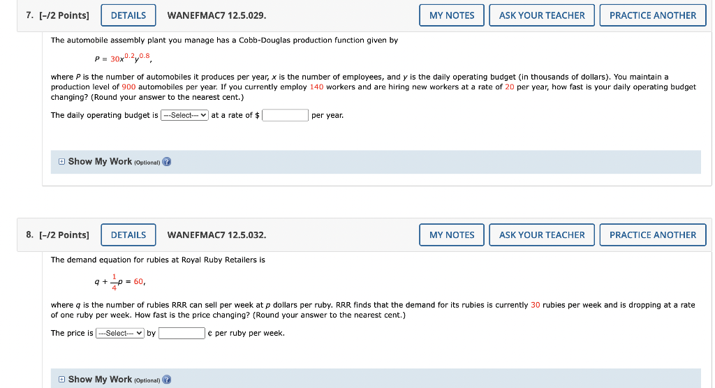 Solved 7. [-/2 points) DETAILS WANEFMAC7 12.5.029. MY NOTES | Chegg.com
