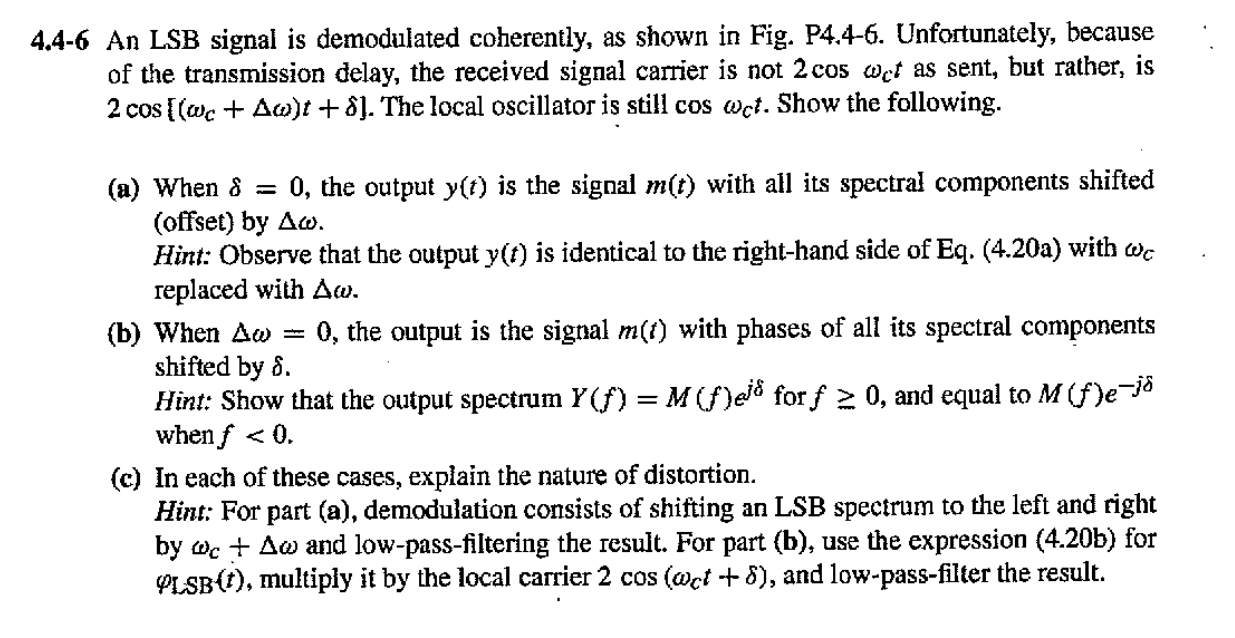 Solved Figure P.4.4-6 PL5B (1) Low-pass filter 2 cos [(wc | Chegg.com