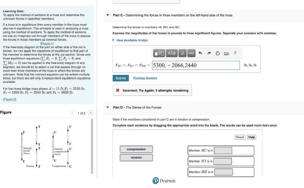 Part A - Determining the forces in three specified | Chegg.com