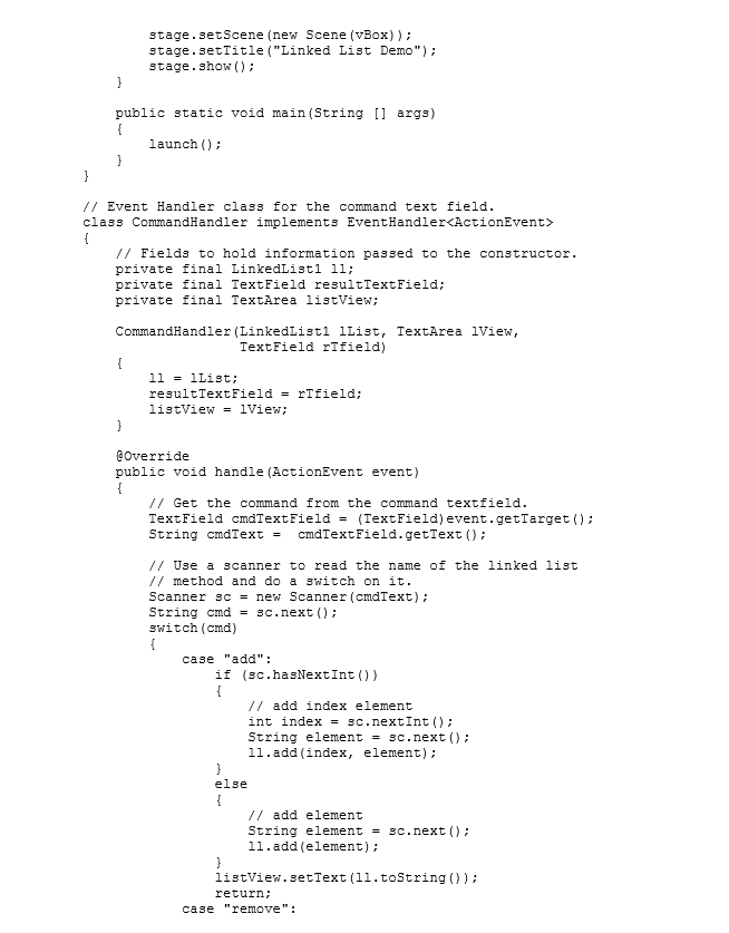 Solved Modify the LinkedList1 class file that is attached to | Chegg.com