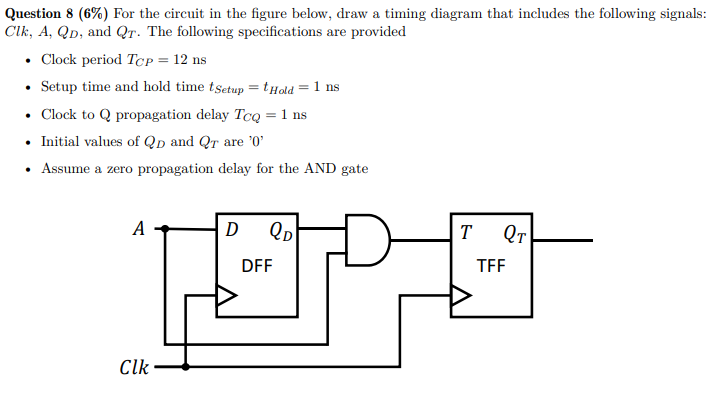 Solved Question 8 (6%) For the circuit in the figure below, | Chegg.com