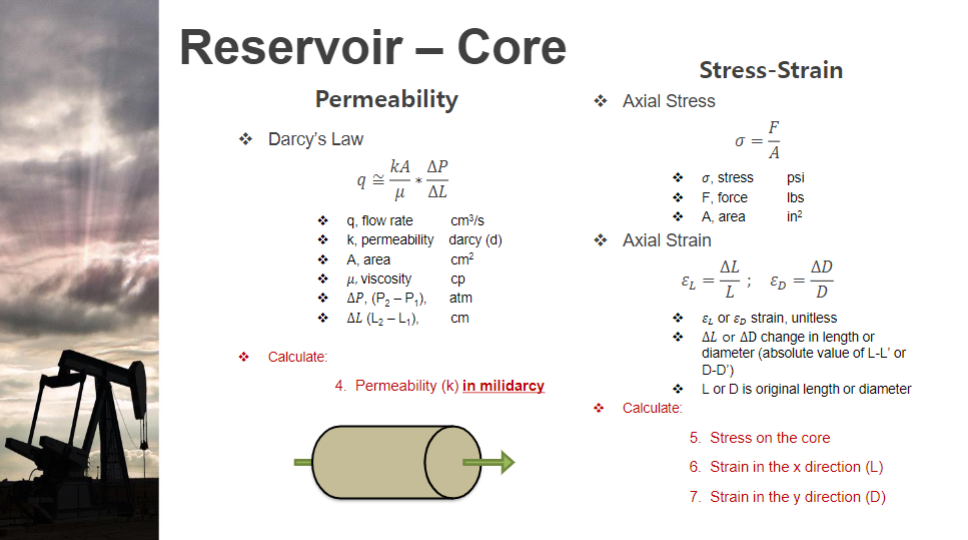 Solved Permeability - Reservoir - Core Core Evaluations 2 = | Chegg.com