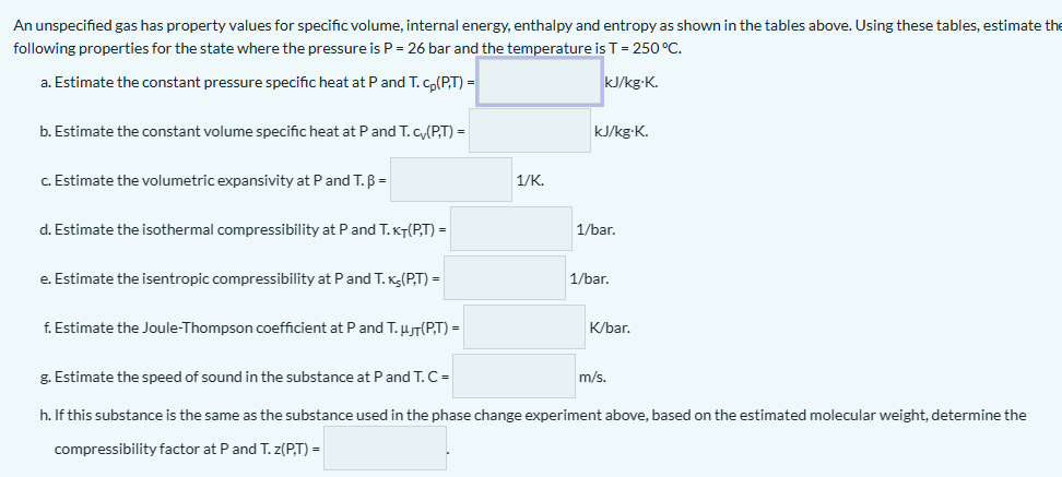 Solved An unspecified gas has property values for specific | Chegg.com