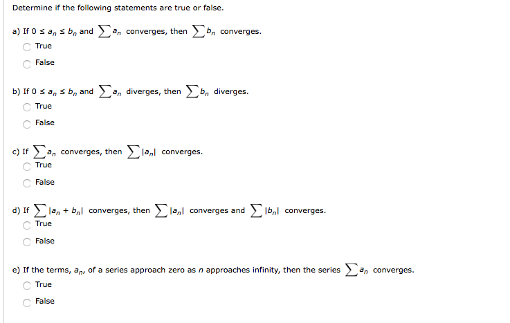 Solved Determine if the following statements are true or | Chegg.com