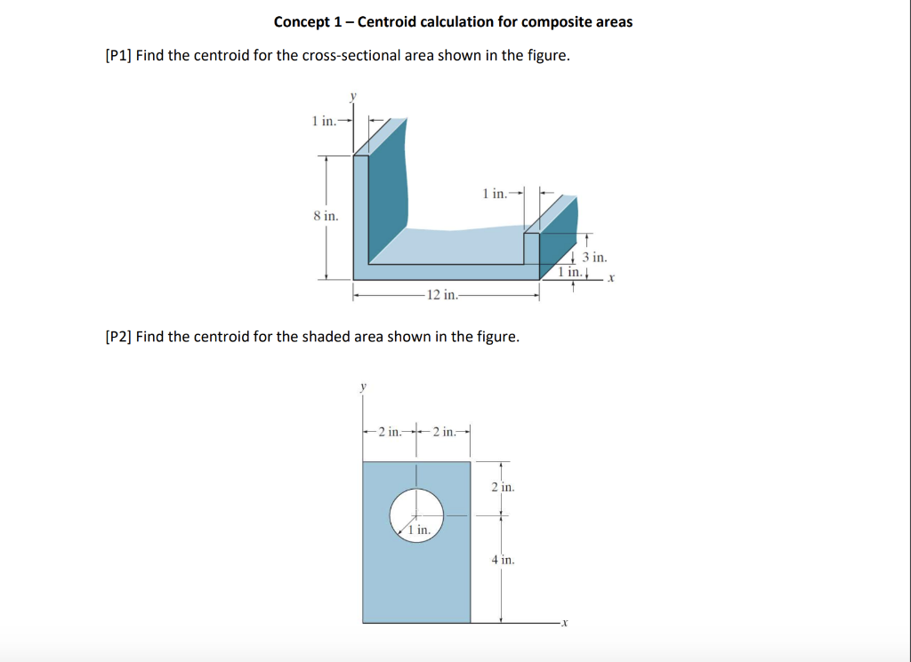 Solved Concept 1 - Centroid calculation for composite areas | Chegg.com