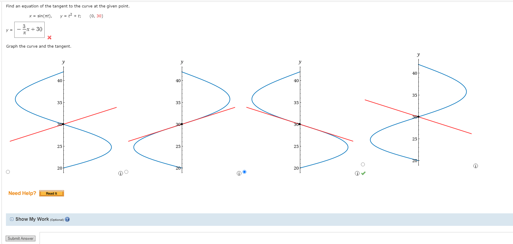 Solved Find an equation of the tangent to the curve at the | Chegg.com