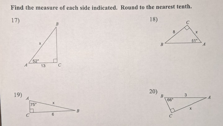 Solved Find the measure of each side indicated. Round to the | Chegg.com