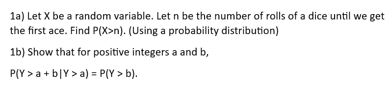 Solved 1a) Let X be a random variable. Let n be the number | Chegg.com