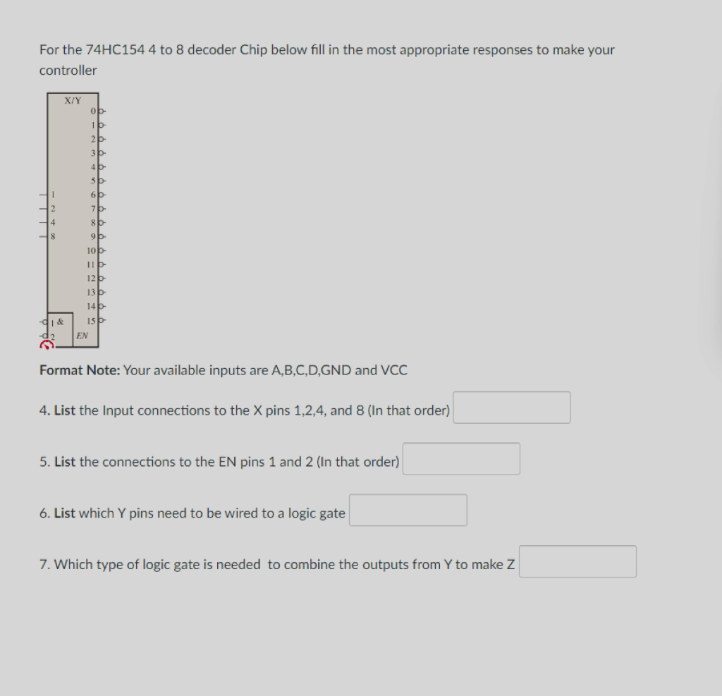 Solved For the 74HC1544 to 8 decoder Chip below fill in the | Chegg.com