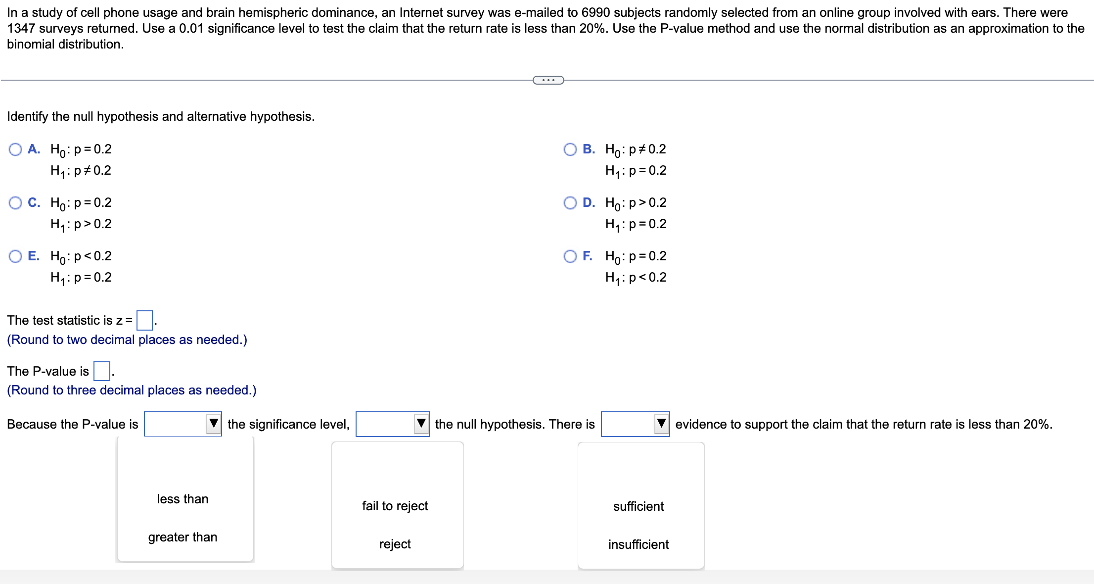 Solved binomial distribution. Identify the null hypothesis | Chegg.com
