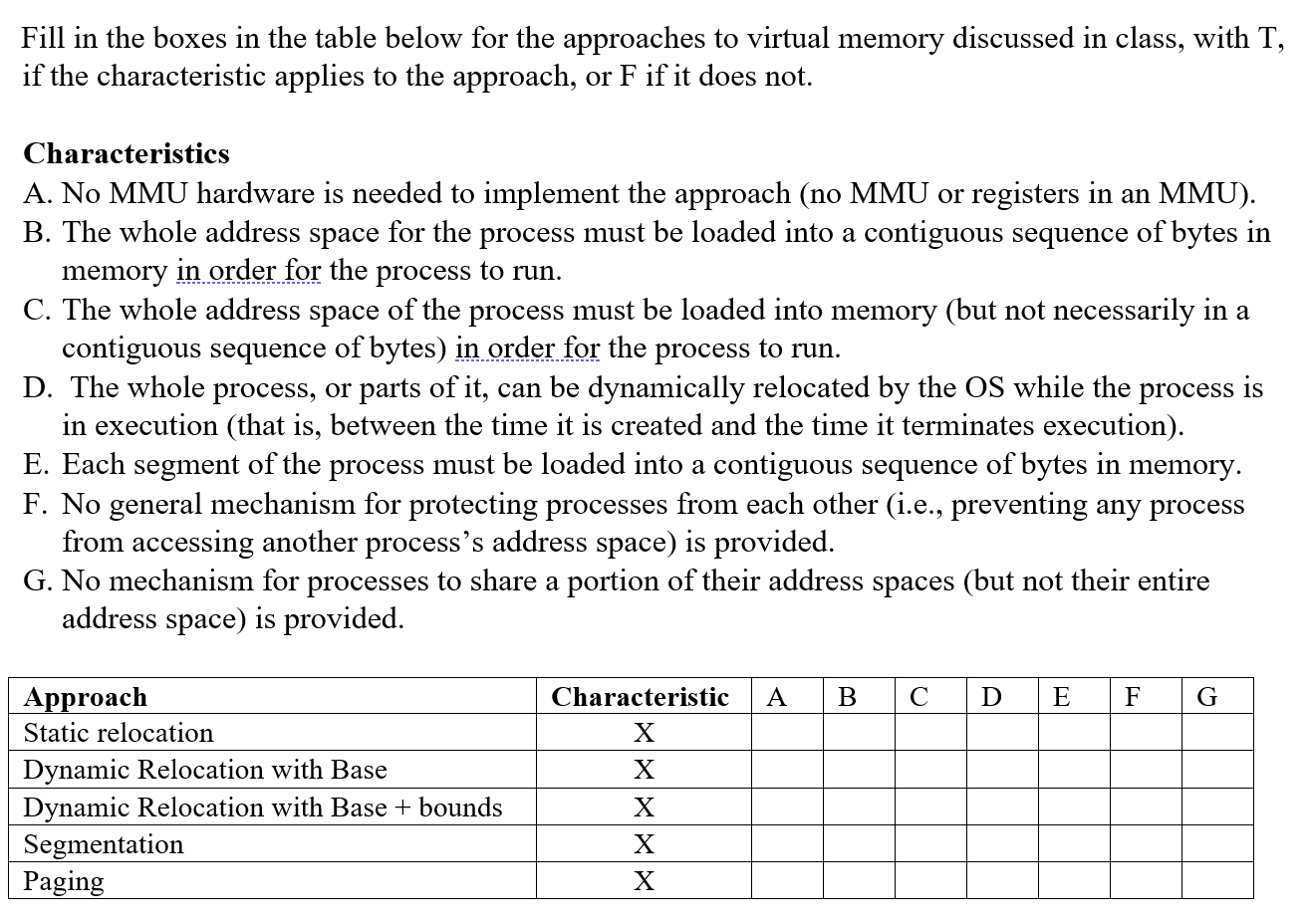 Solved Fill in the boxes in the table below for the | Chegg.com
