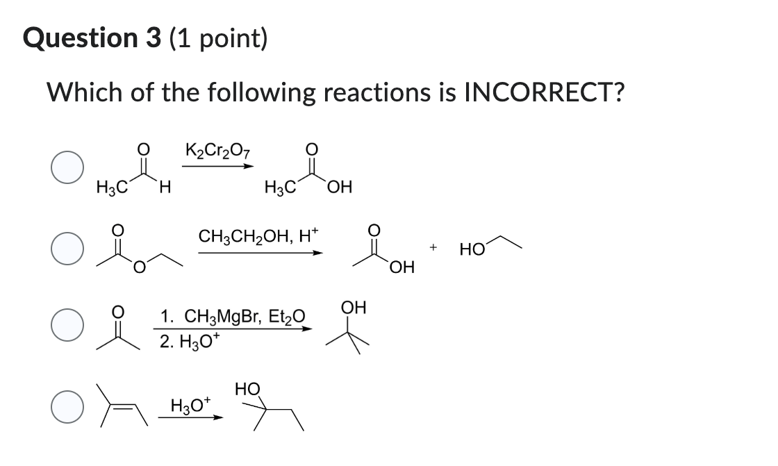 Solved Which of the following reactions is INCORRECT? | Chegg.com