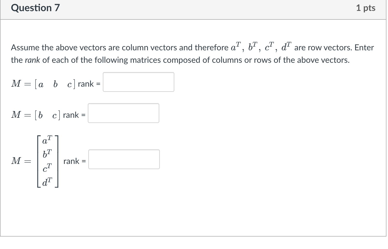 Solved Assume we have the following four vectors a,b,c,d in | Chegg.com