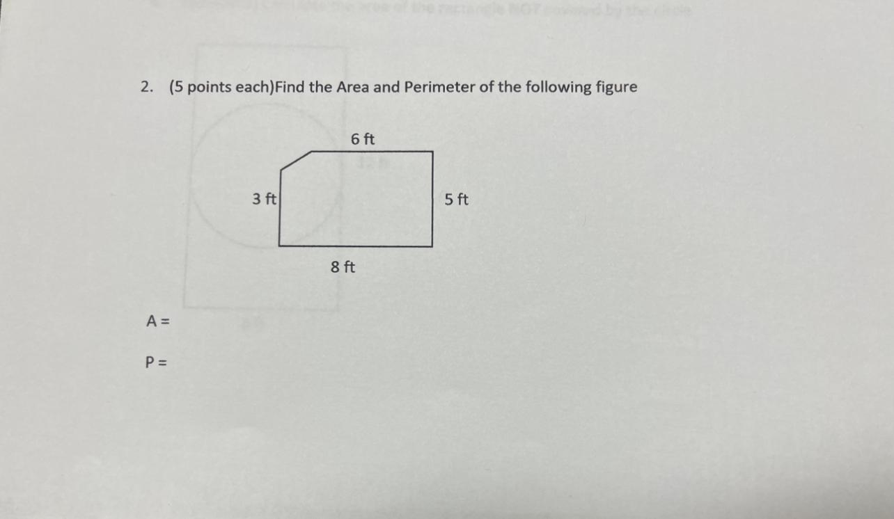 Solved 2. (5 points each)Find the Area and Perimeter of the | Chegg.com