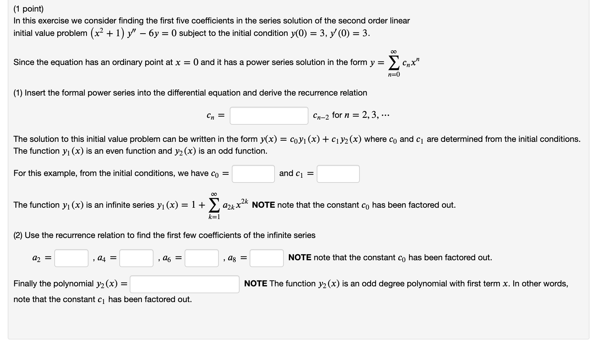 Solved (1 point) In this exercise we consider finding the | Chegg.com