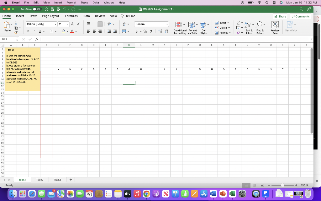 Solved Task 1: a. Use the TRANSPOSE function to | Chegg.com