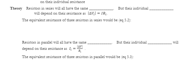 Solved on their individual resistance Theory Resistors in | Chegg.com