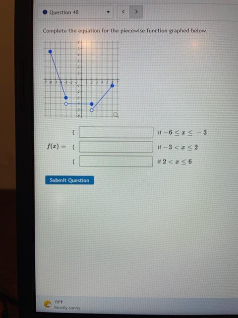 Solved Complete the equation for the piecewise function | Chegg.com