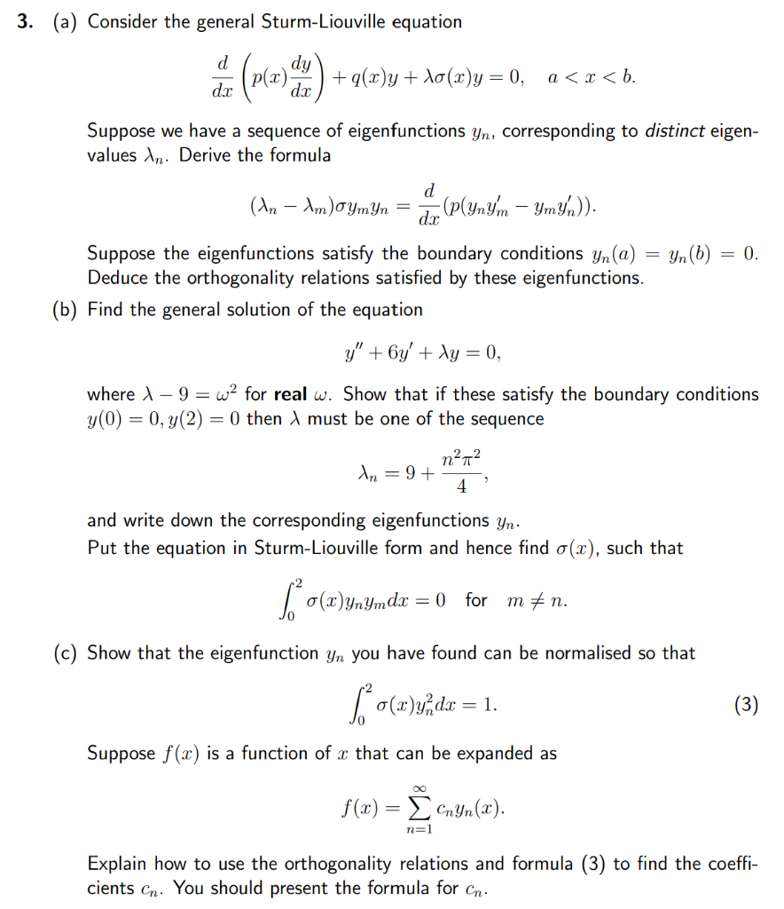 3 A Consider The General Sturm Liouville Equation