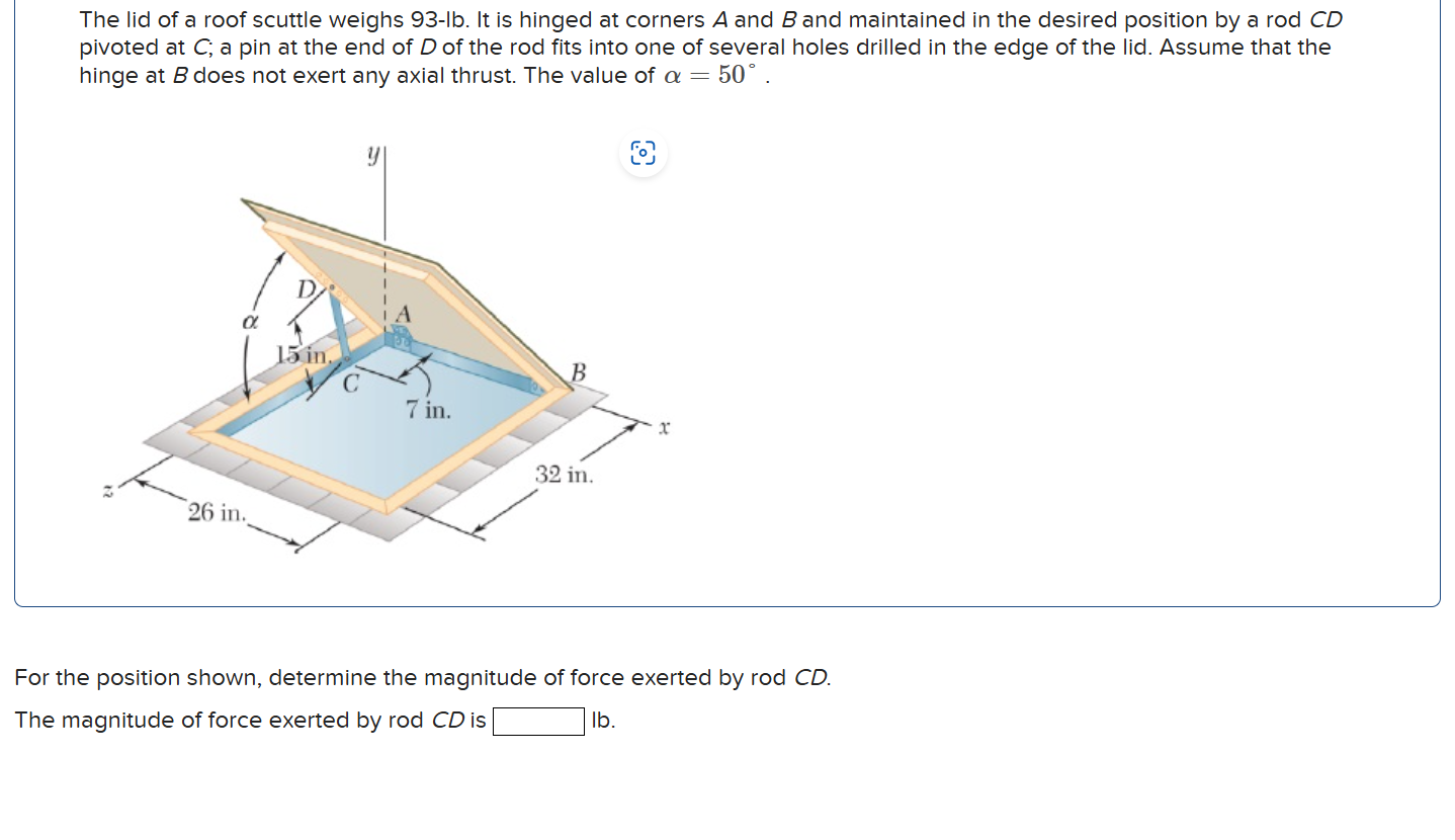 Solved The lid of a roof scuttle weighs | Chegg.com
