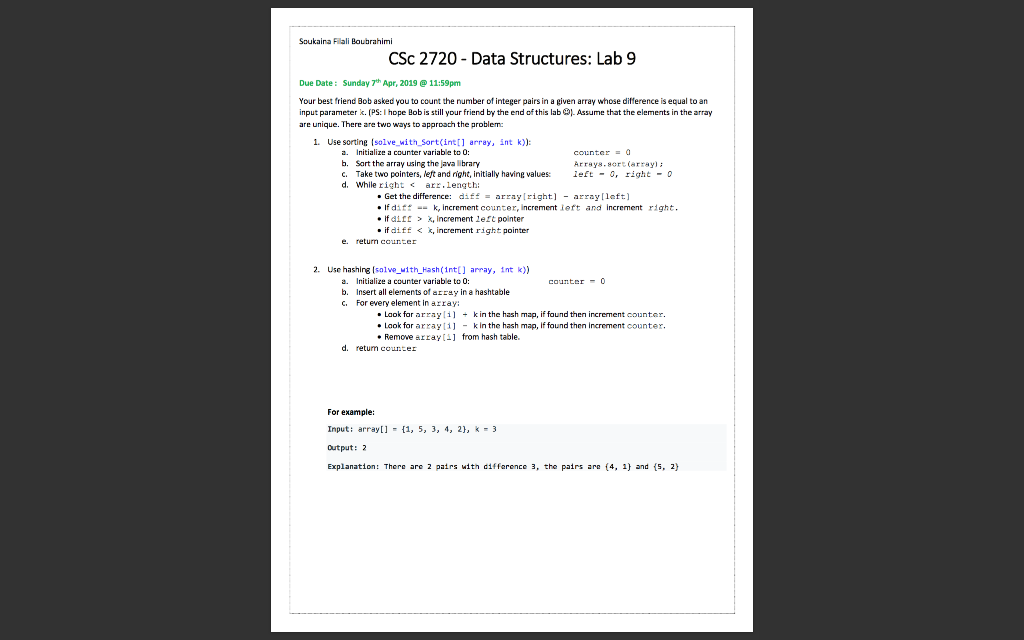 Soukaina Fali Boubrahimi CSc 2720- Data Structures: | Chegg.com