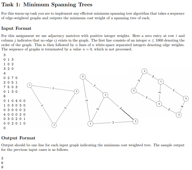 Solved Task 1: Minimum Spanning Trees For this warm-up task | Chegg.com