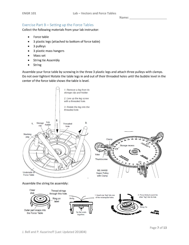 Solved DOWS ENGR 101 Lab - Vectors and Force Tables Name: | Chegg.com