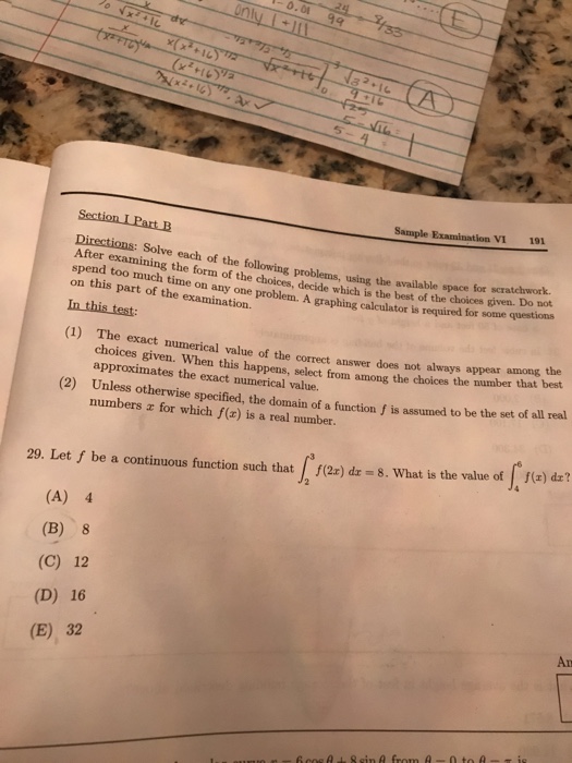 Solved ?0.01 0I Sample Examination VI 191 Directions: Solve | Chegg.com