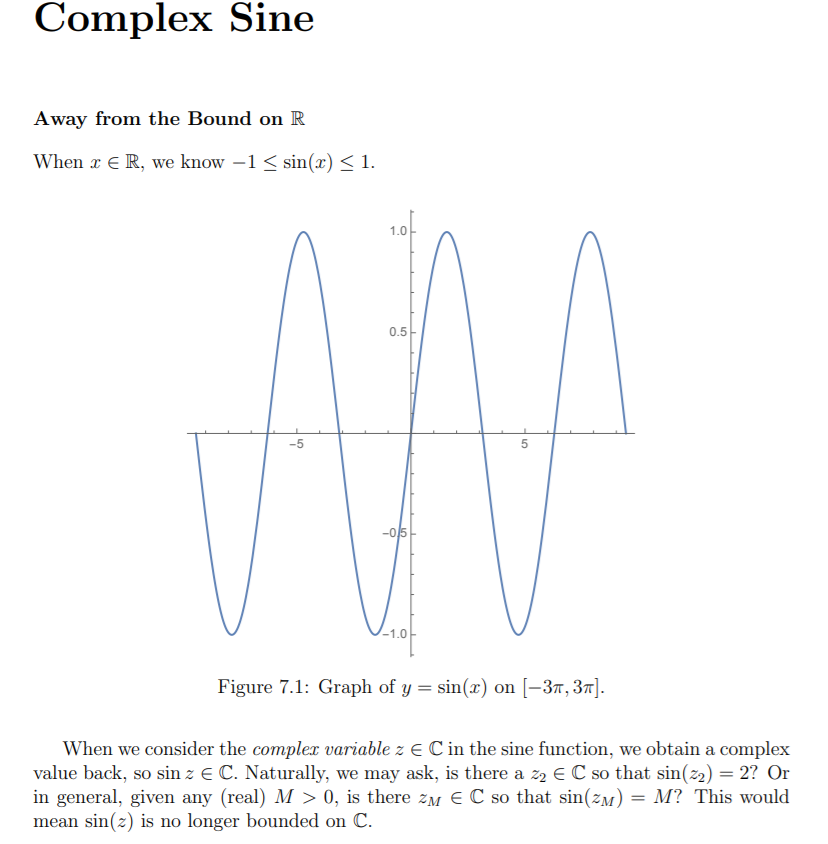 Solved Complex Sine Away from the Bound on R When x ER, we | Chegg.com